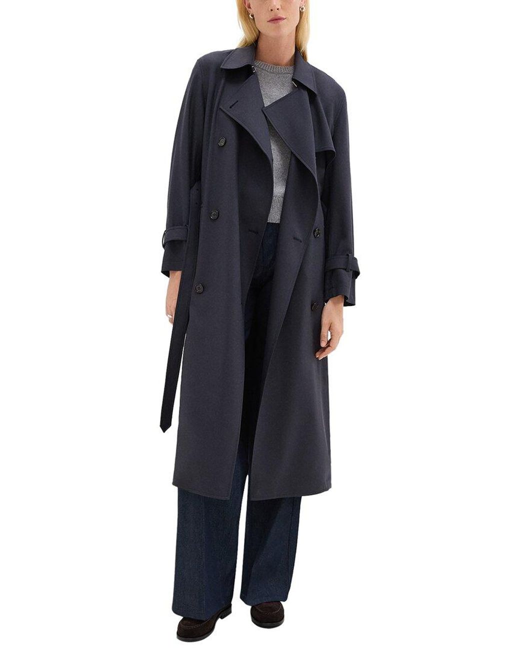Theory Relaxed Wool-Blend Trench Coat in Blue | Lyst