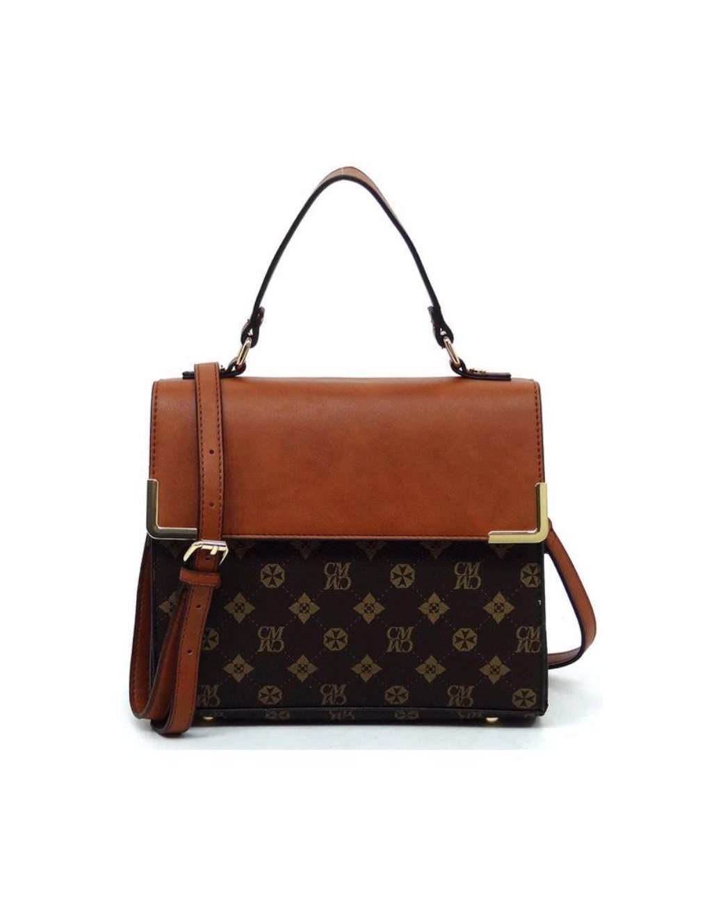 Fashnzfab Cm Monogram Top Handle Satchel in Brown | Lyst