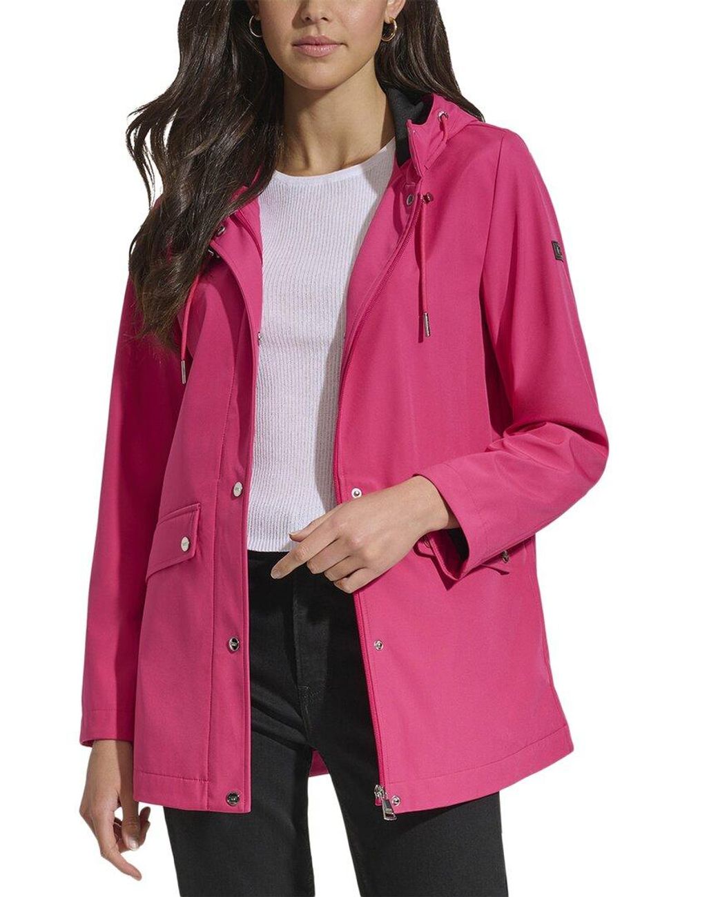 DKNY Hooded Rain Jacket in Red | Lyst