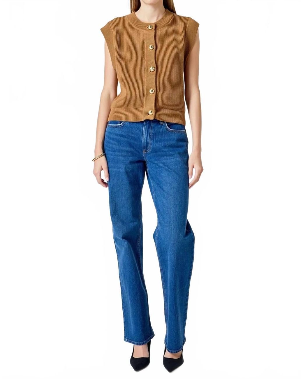 English Factory Button Sweater Vest in Blue | Lyst