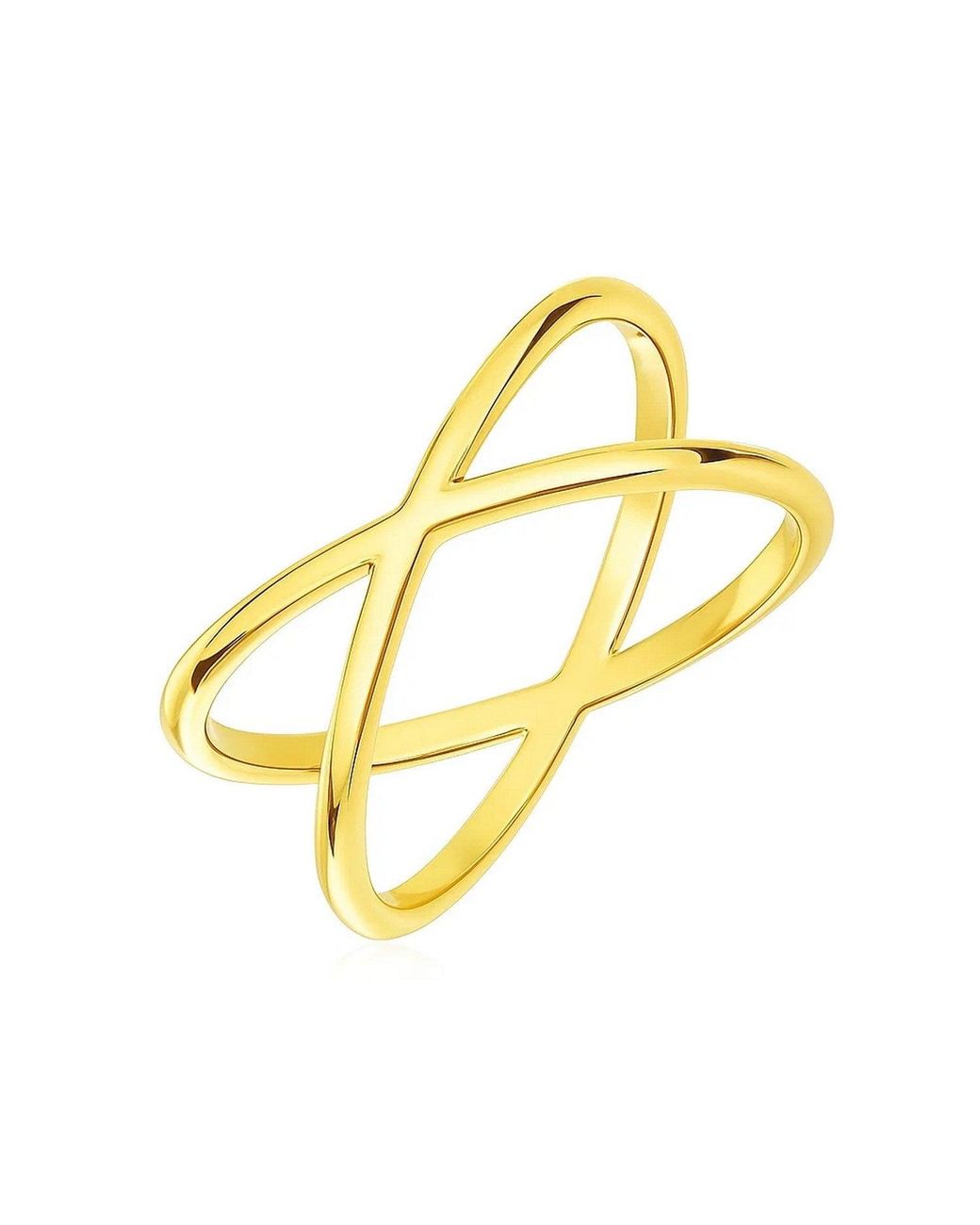 Fashnzfab 14K Polished X Profile Ring in Metallic | Lyst