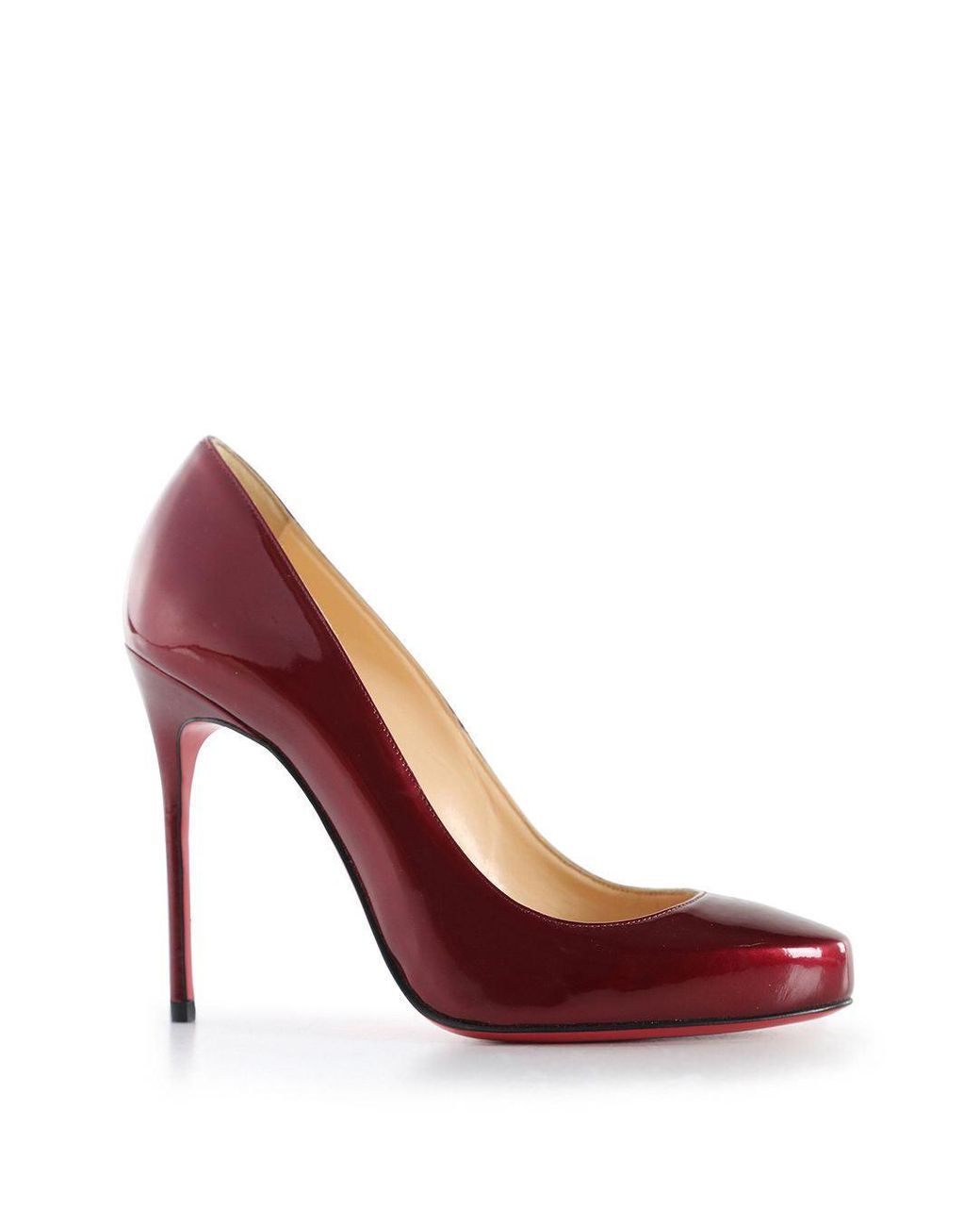 Christian Louboutin Burgundy Patent Leather Almond Toe Pumps in Purple | Lyst