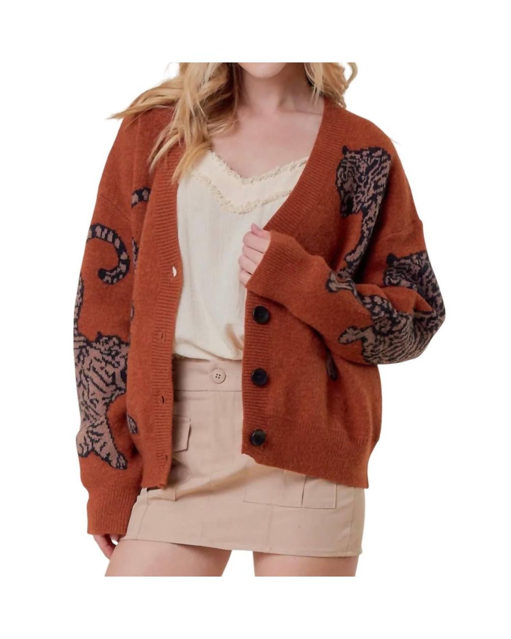 Doe And Rae Athena Cardigan in Red | Lyst