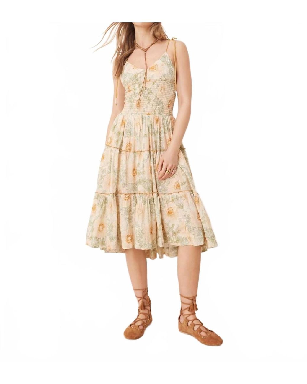 Free People Adriel Midi Dress in Natural | Lyst