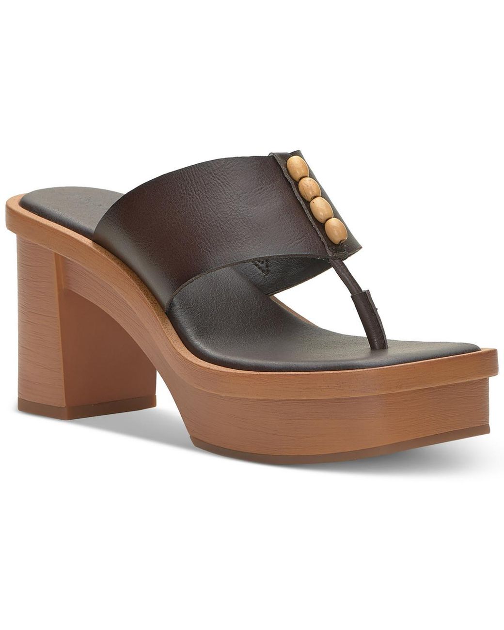 Lucky Brand Mandelina Faux Leather Thong Heels in Brown | Lyst