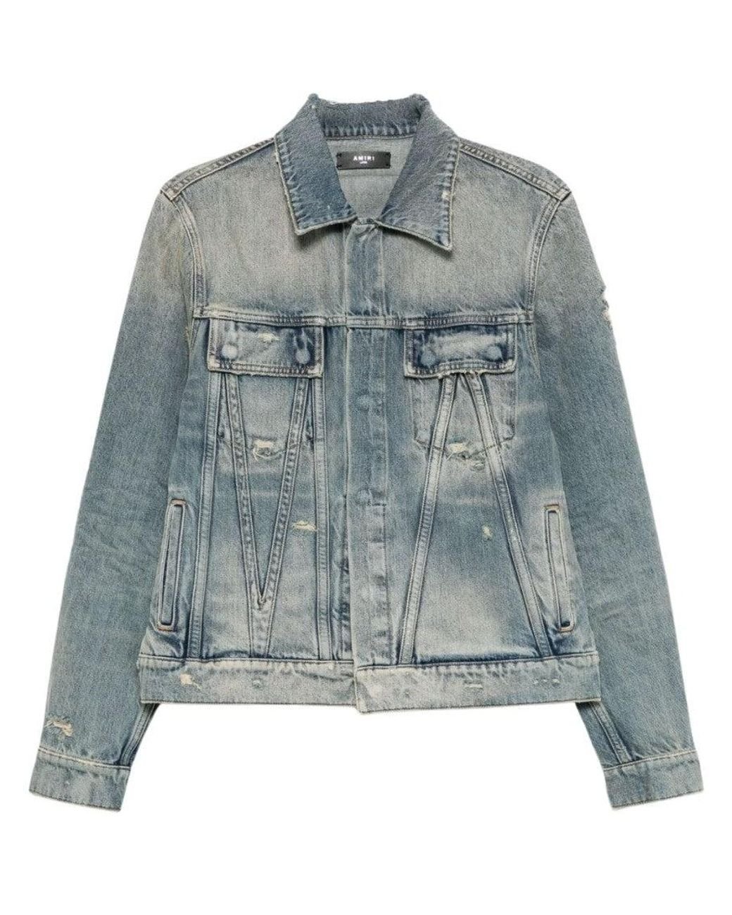 Amiri Classic Denim Jacket With Distressed Finish in Blue for Men | Lyst