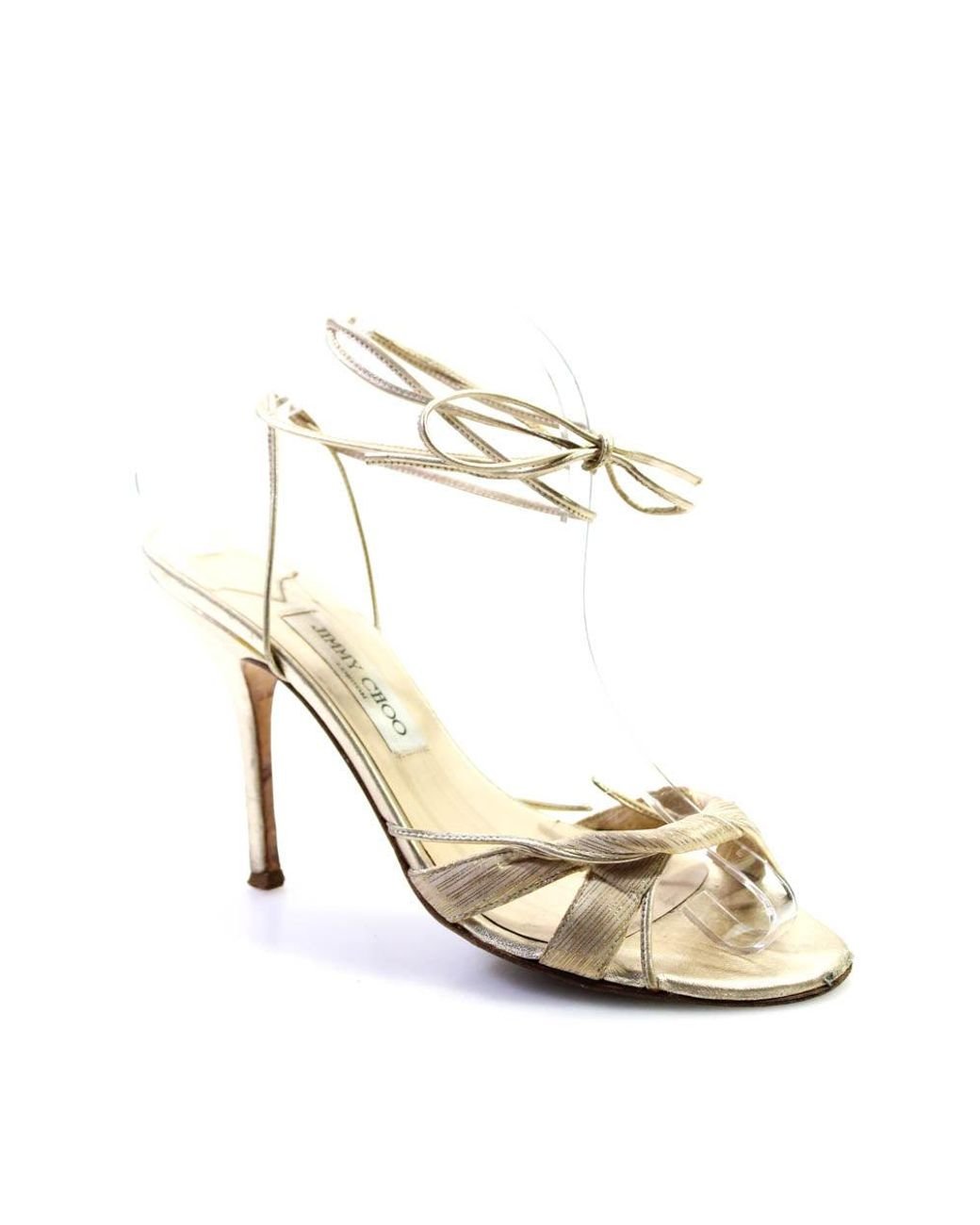 Jimmy Choo Metallic Leather Open Toe Strappy Sandals | Lyst