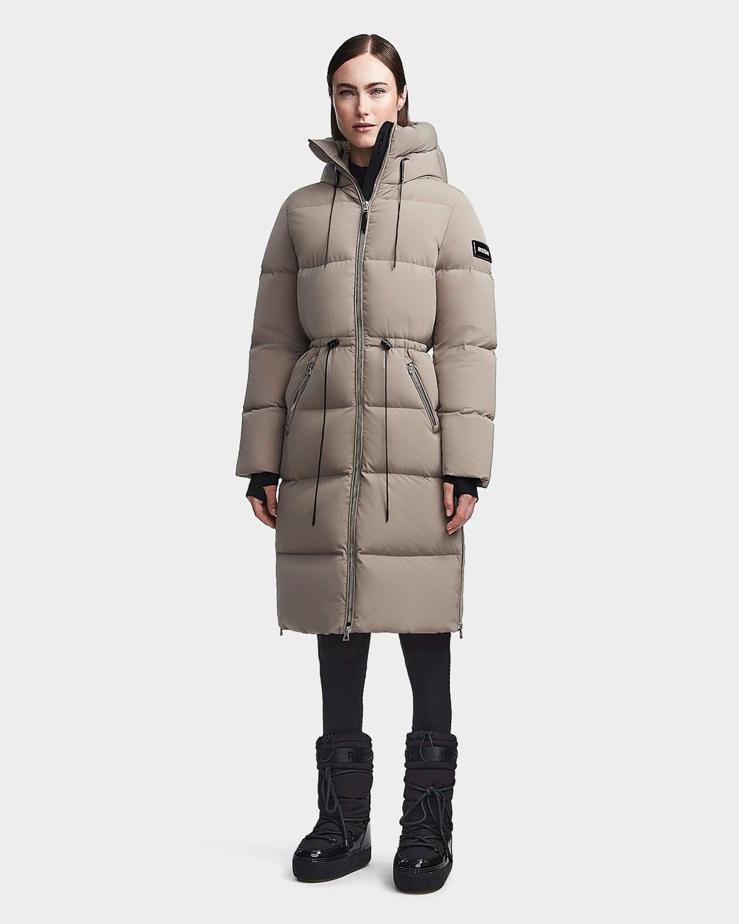 Rudsak Tatyana L Long Matte Down Puffer With Hood in Natural | Lyst