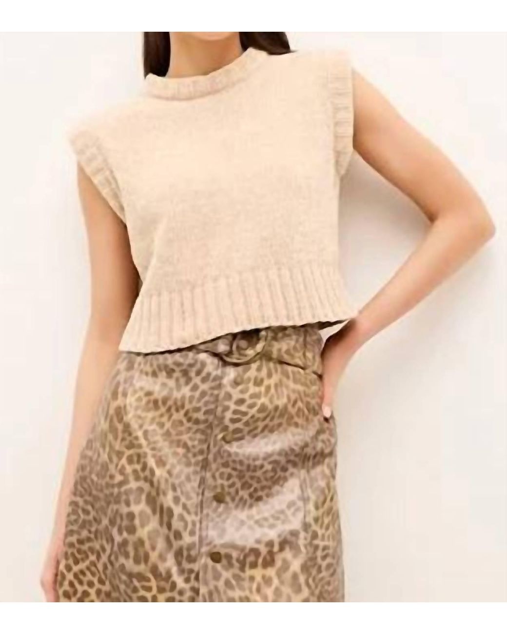 Marie Oliver Presley Cropped Shell Top in Natural | Lyst