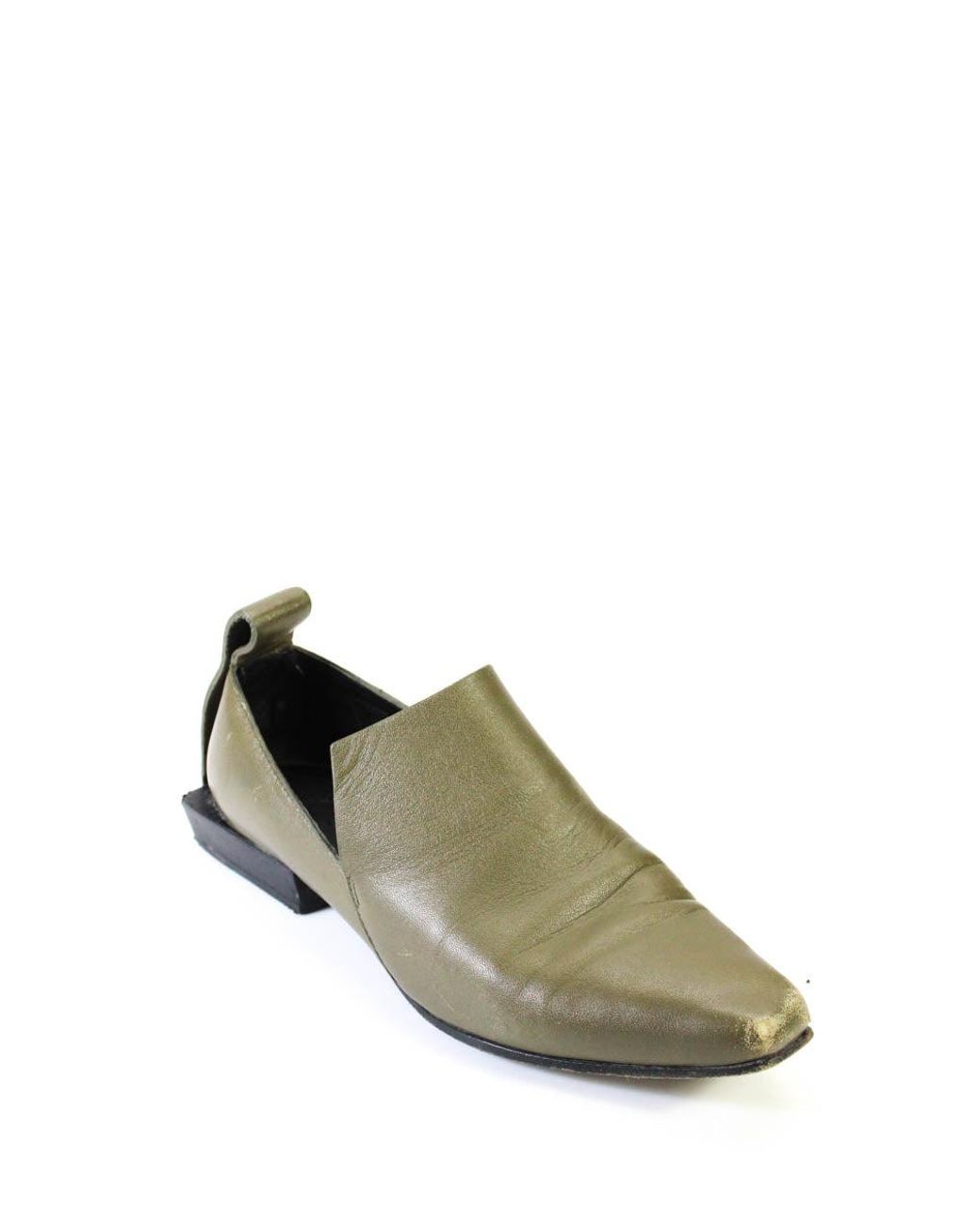 COS Leather Slide On Loafers Dark in Green | Lyst