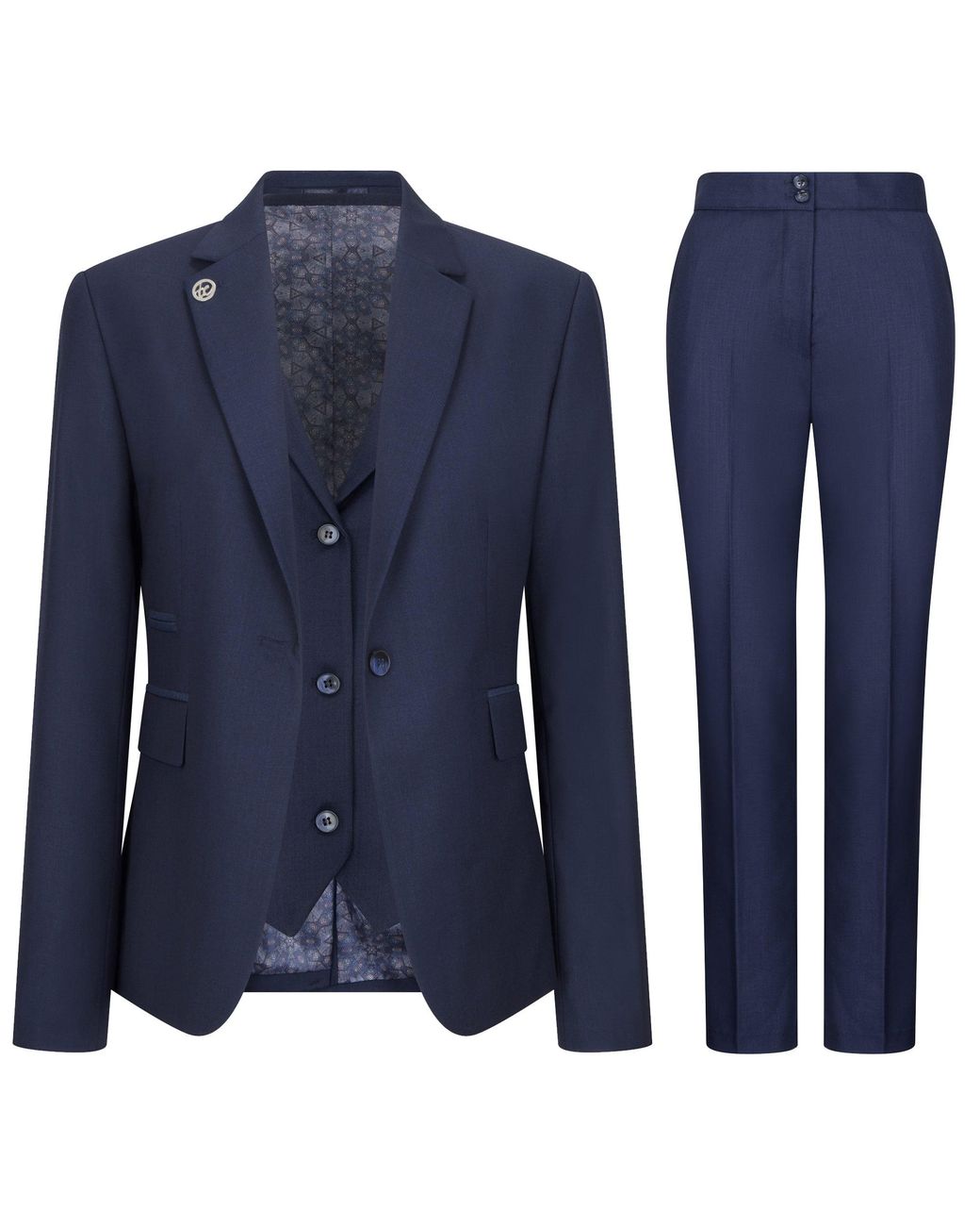 Infinity Leather 3 Piece Tailored Fit Plain Formal Office Suit in Blue ...