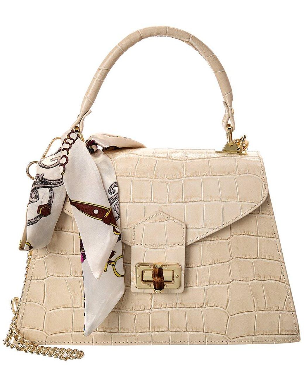 Persaman New York Marta Croc-Embossed Leather Satchel in Natural | Lyst