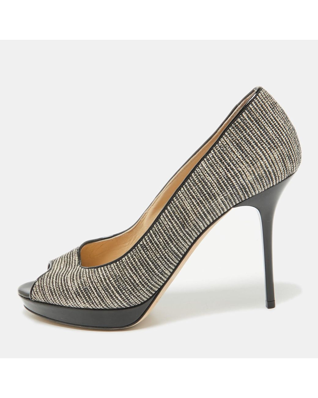 Jimmy Choo Two Tone Canvas Luna Pumps in Gray | Lyst
