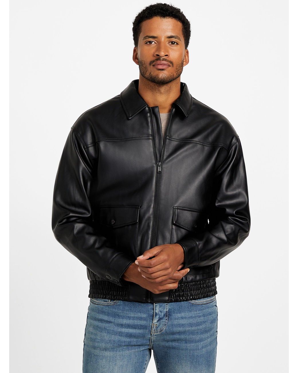 Guess Jameson Faux-Leather Jacket in Black for Men | Lyst