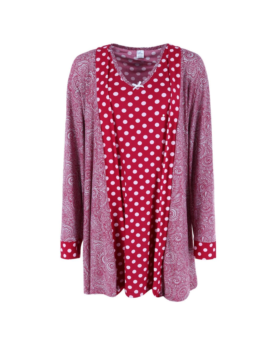 JOY COUTURE Plus Size Polka Dot Gown And Robe Set in Red | Lyst