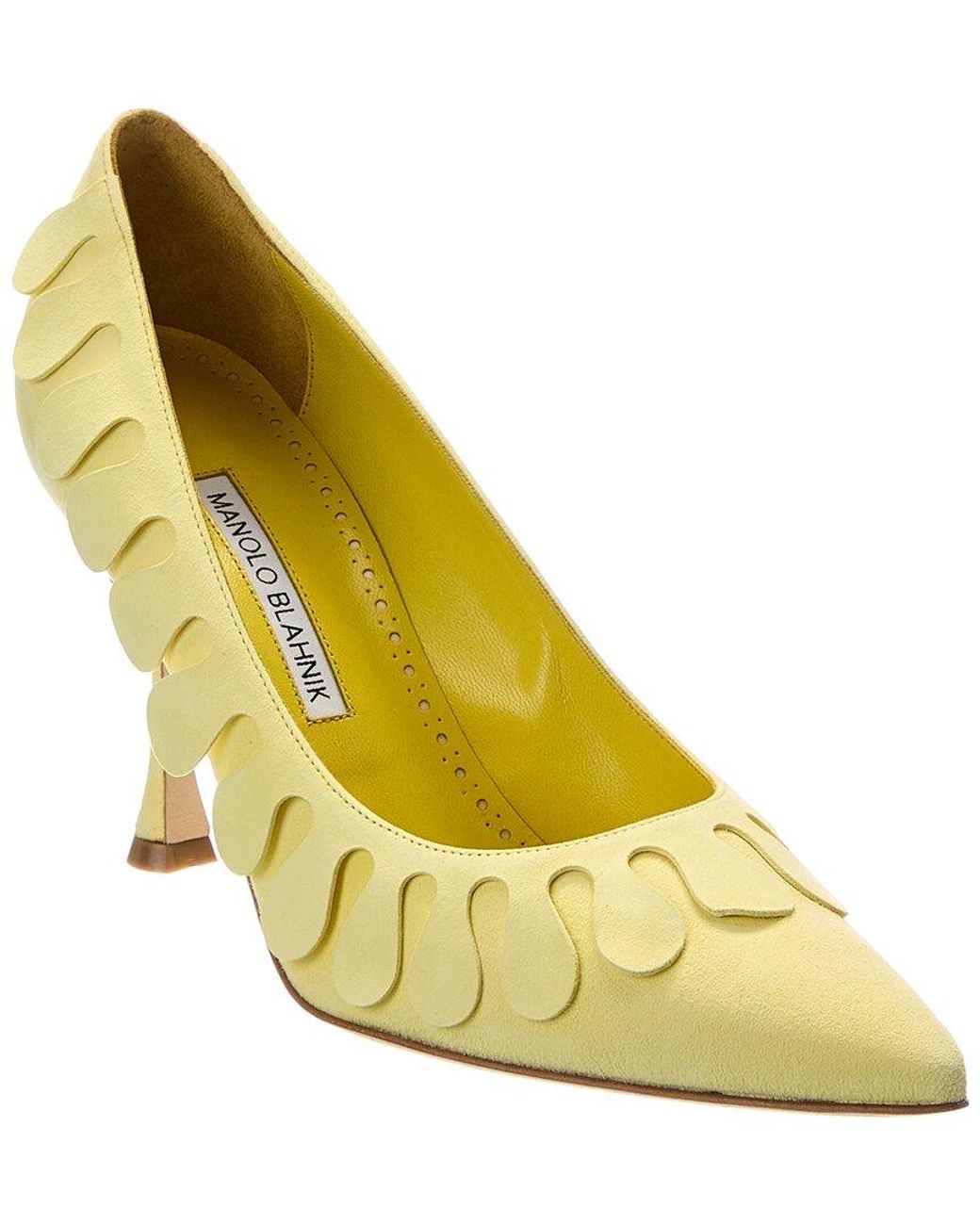 Manolo Blahnik Tamak 90 Suede Pump in Yellow | Lyst