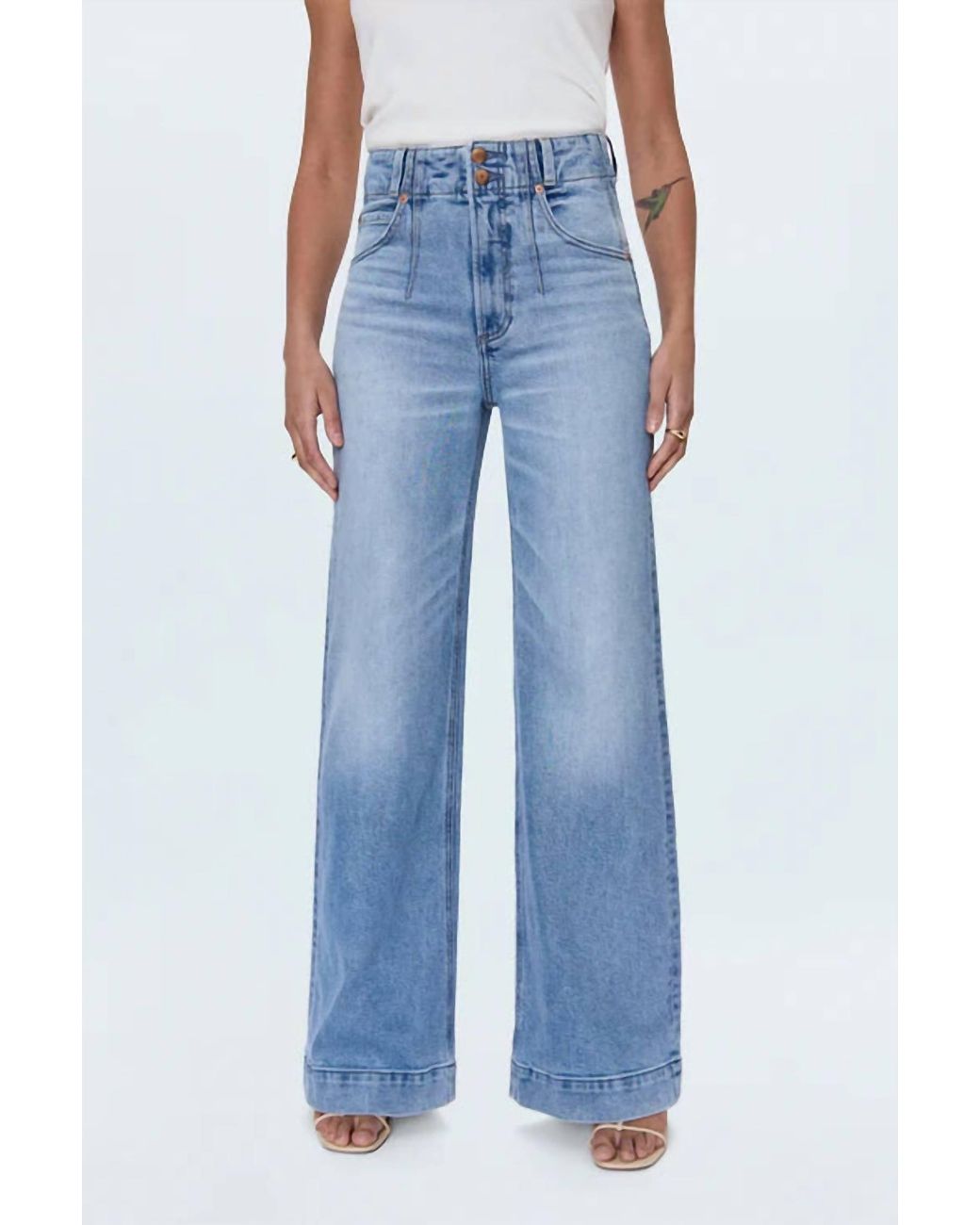 Pistola Lana High Rise Ultra Wide Leg Double Button Jeans in Blue | Lyst