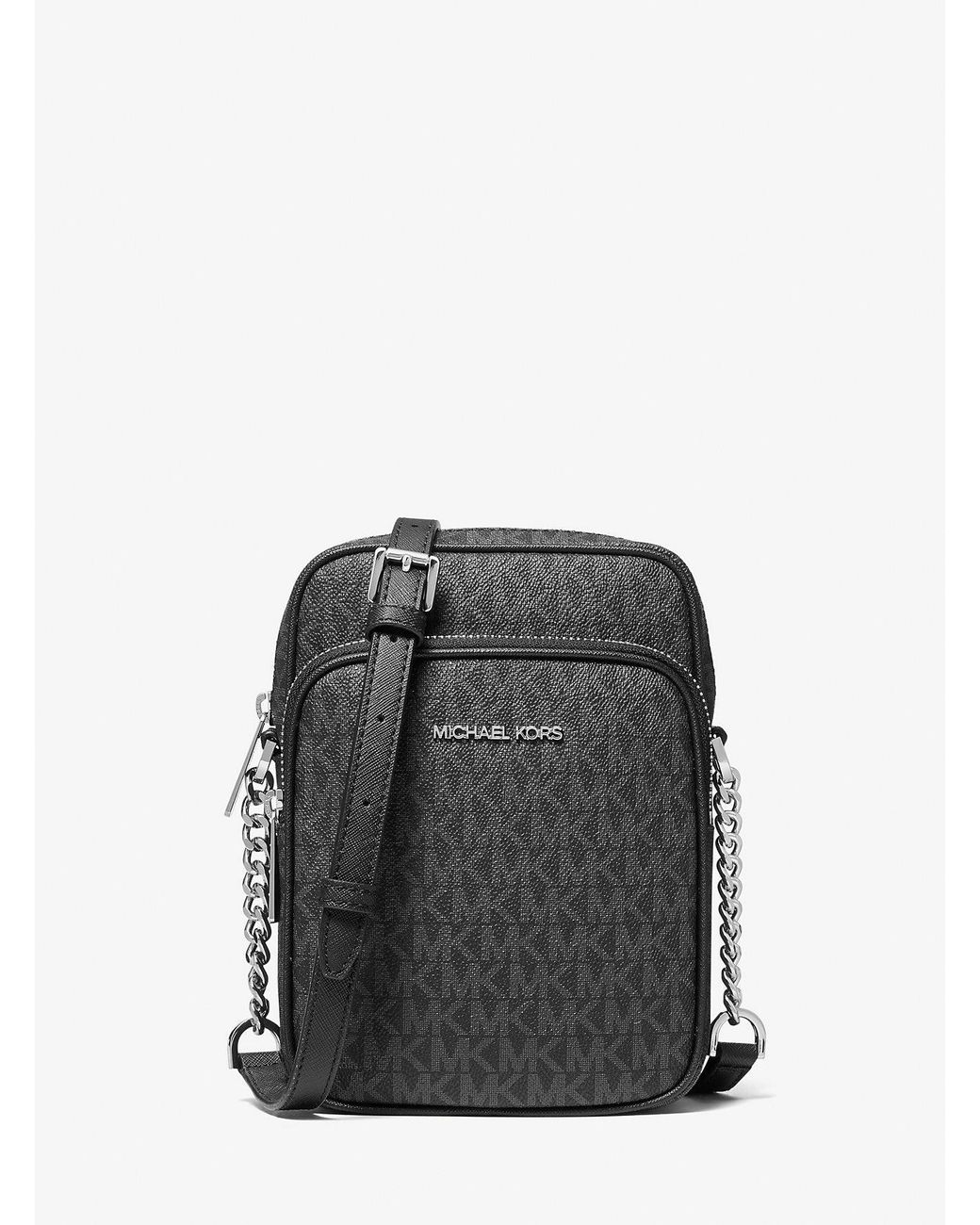 Michael Kors Outlet Jet Set Travel Medium Logo Crossbody Bag in Black ...