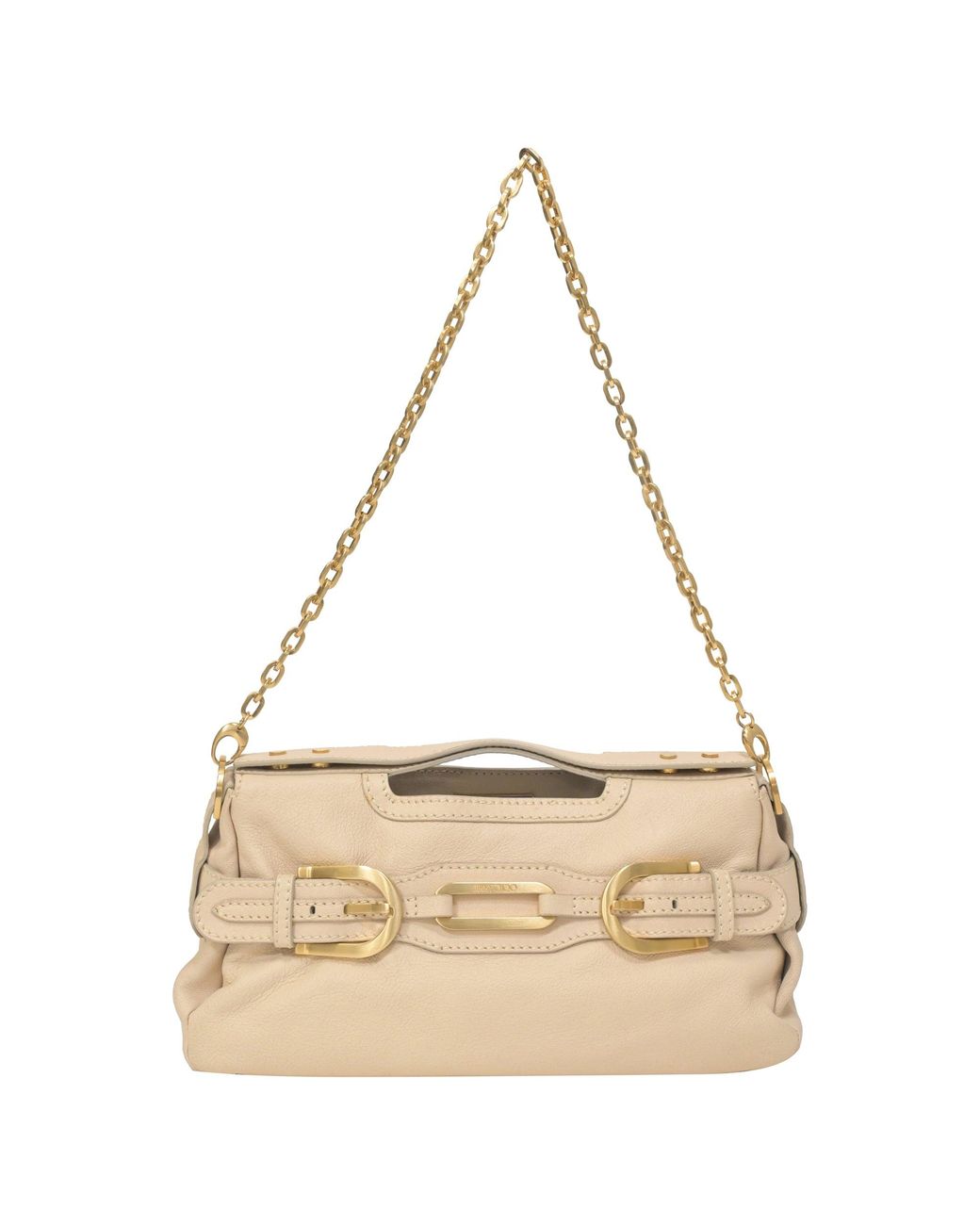 Jimmy Choo Chain Strap Shoulder Bag in Natural | Lyst