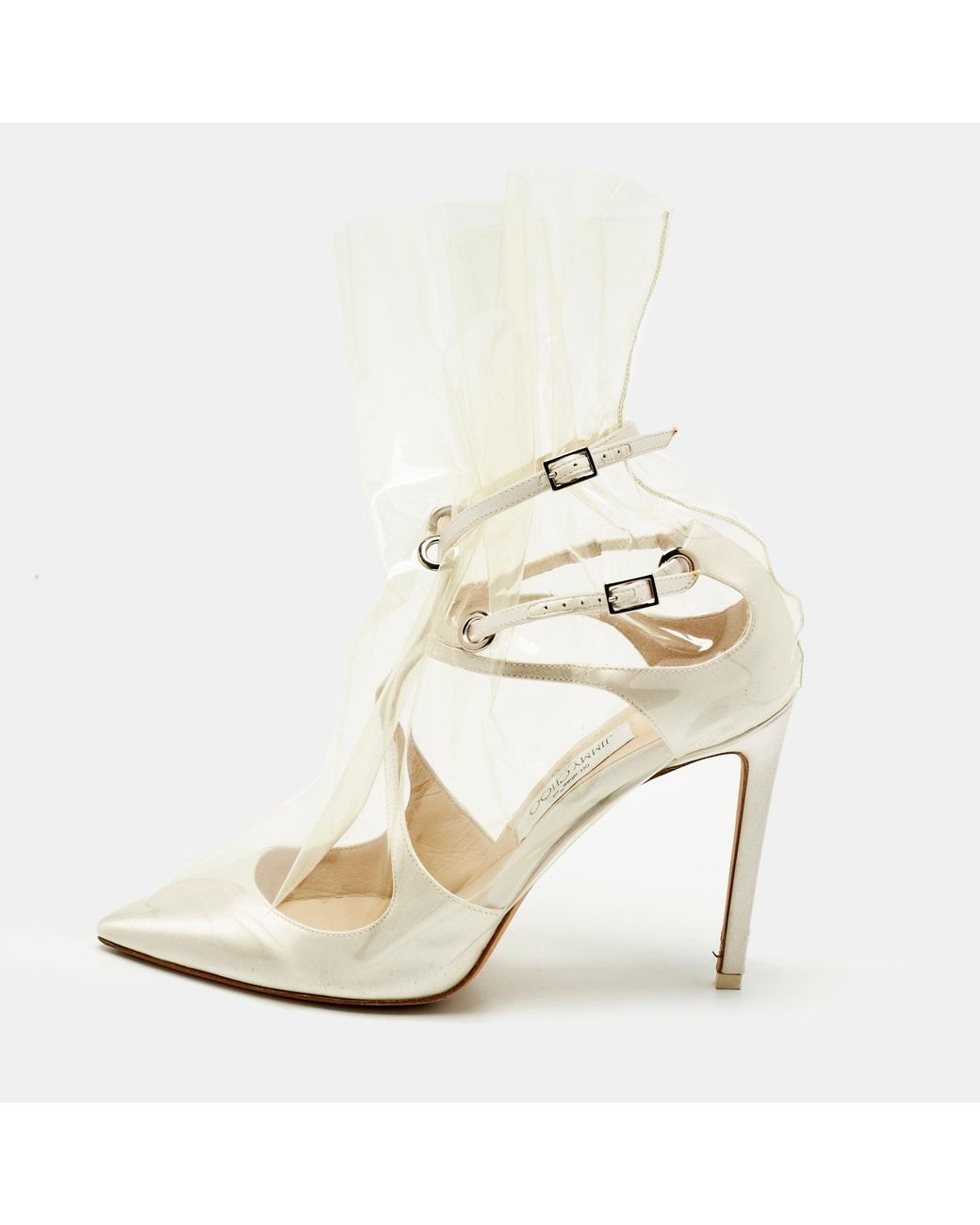 Jimmy Choo X Off Transparent/ Pvc And Satin Claire Pumps in Natural | Lyst