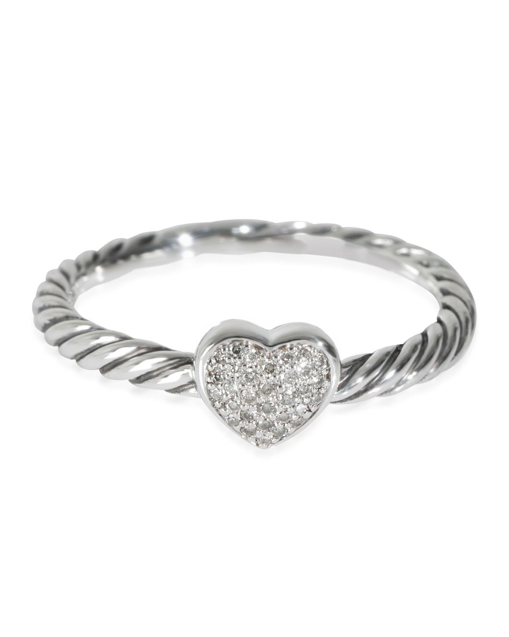 David Yurman Sterling Diamond Cable Collectible Ring in Metallic | Lyst