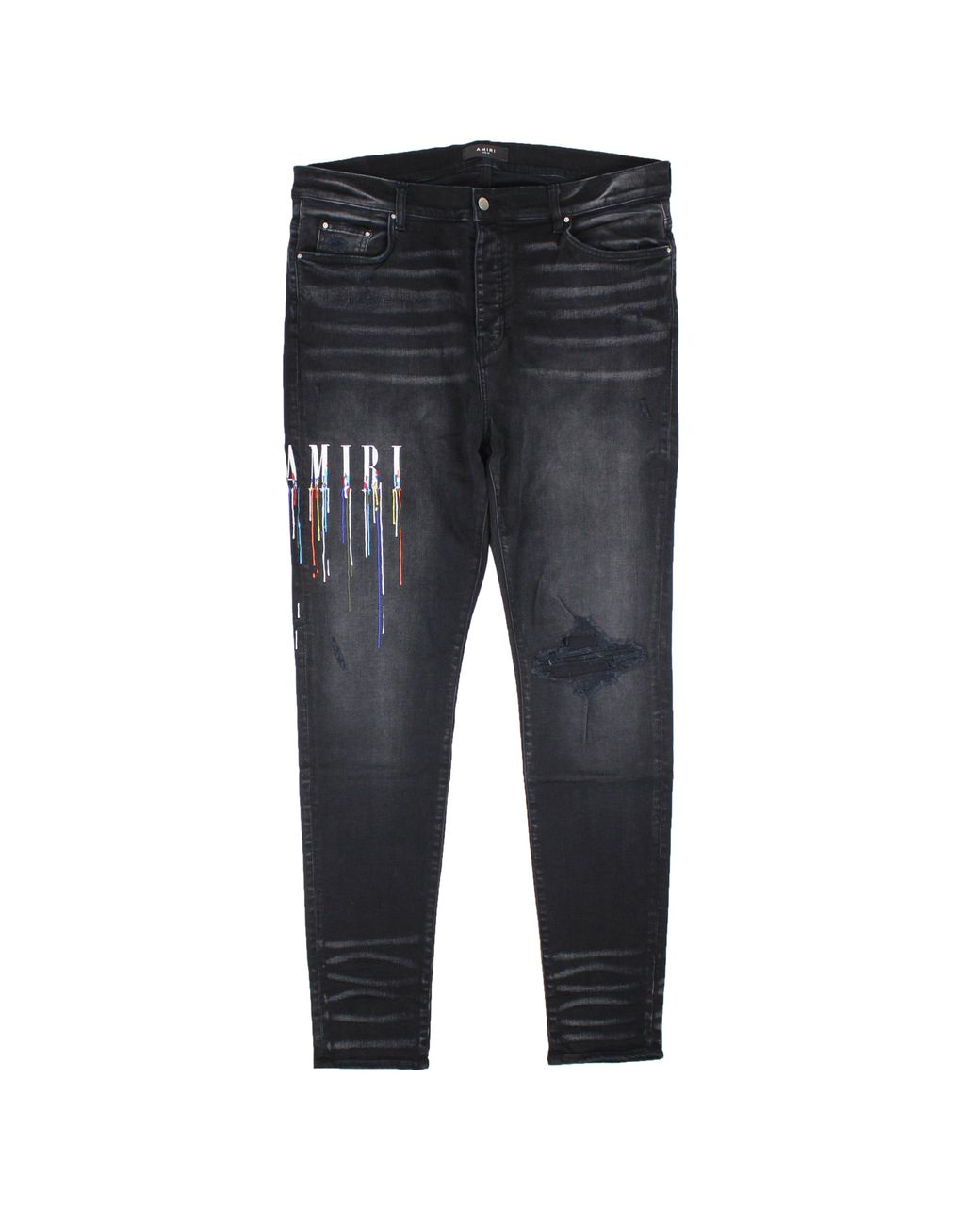 Amiri Paint Drip Jeans Aged in Gray for Men | Lyst