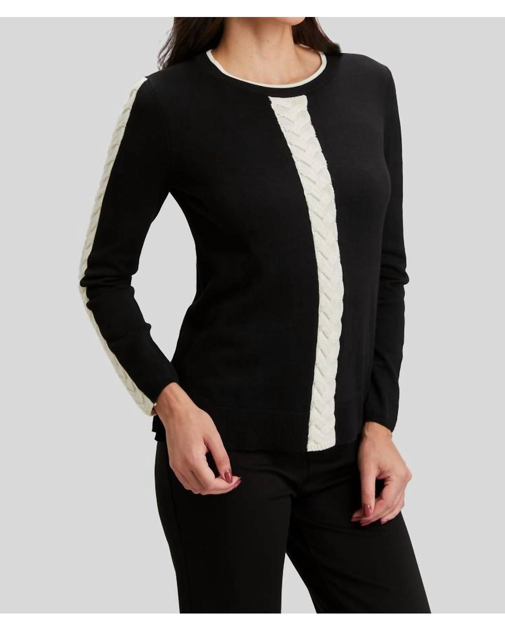 Peace Of Cloth Texture Cable Long Sleeve in Black | Lyst