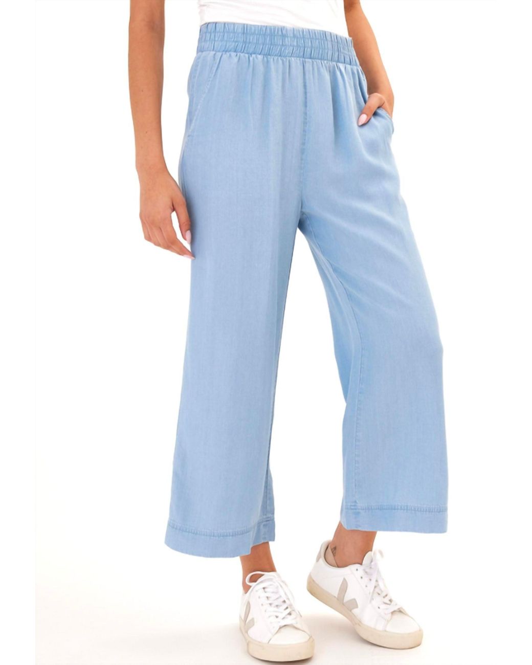 Threads For Thought Harlowe Chambray Crop Pant in Blue | Lyst