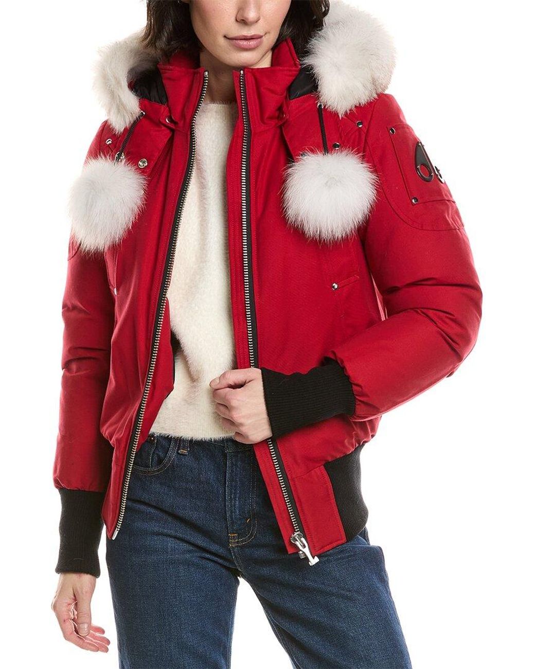 Moose Knuckles Original Debbie Bomber Jacket in Red | Lyst