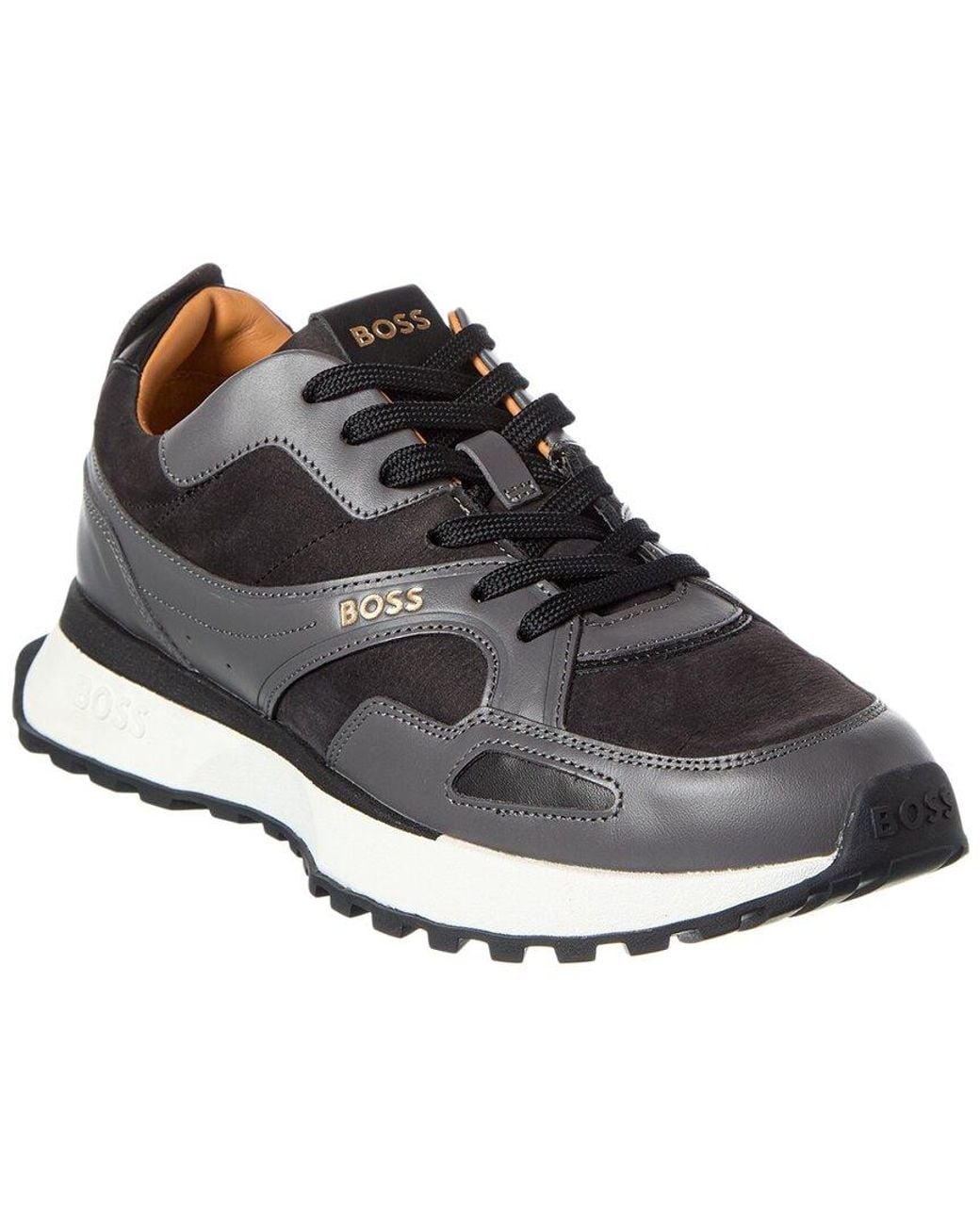 Boss Jonah Leather Sneaker In Black For Men Lyst