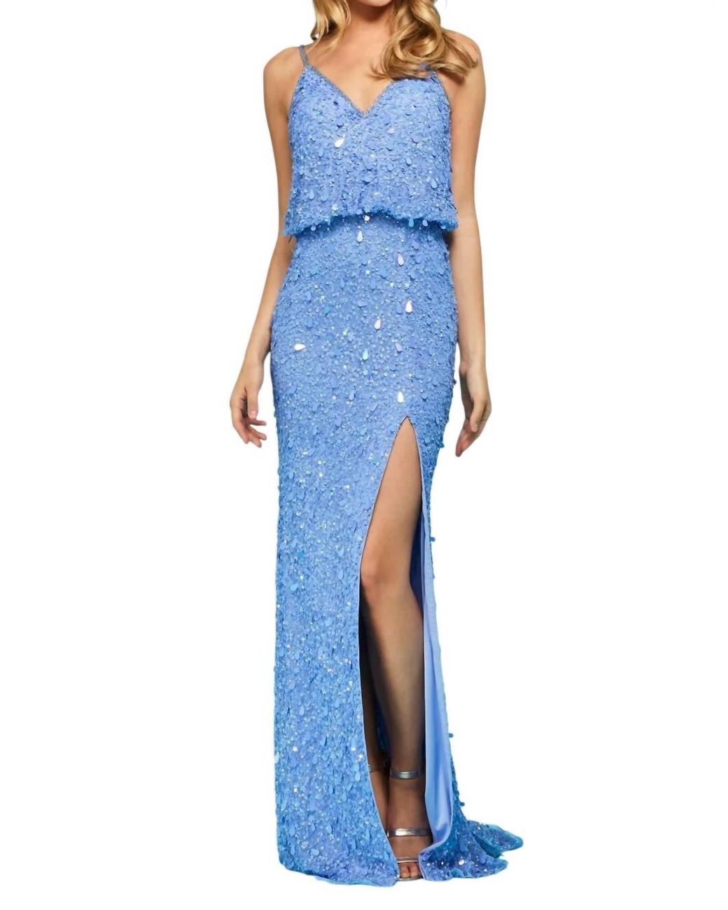 Sherri Hill Jewel-Tone Lace Prom Dress in Blue | Lyst