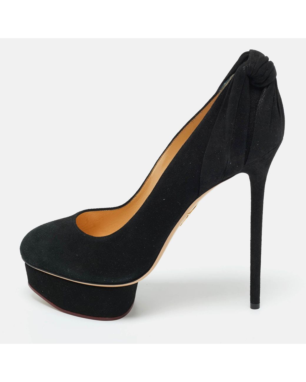 Charlotte Olympia Suede Eccentric Josephine Platform Pumps in Black | Lyst
