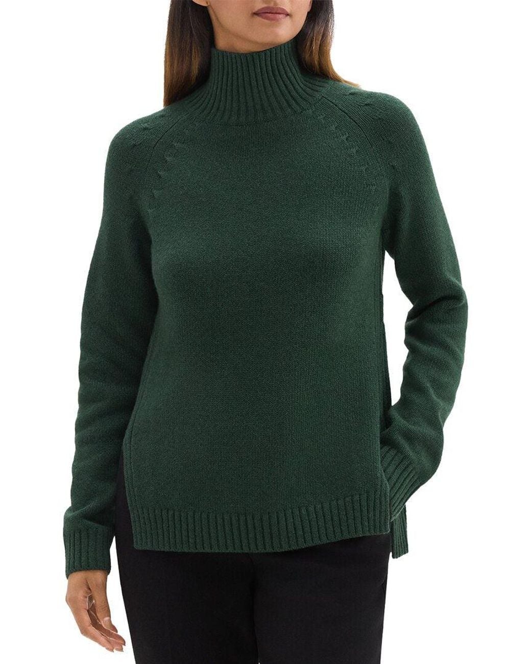 Theory Side Rib Wool Tank in Green | Lyst