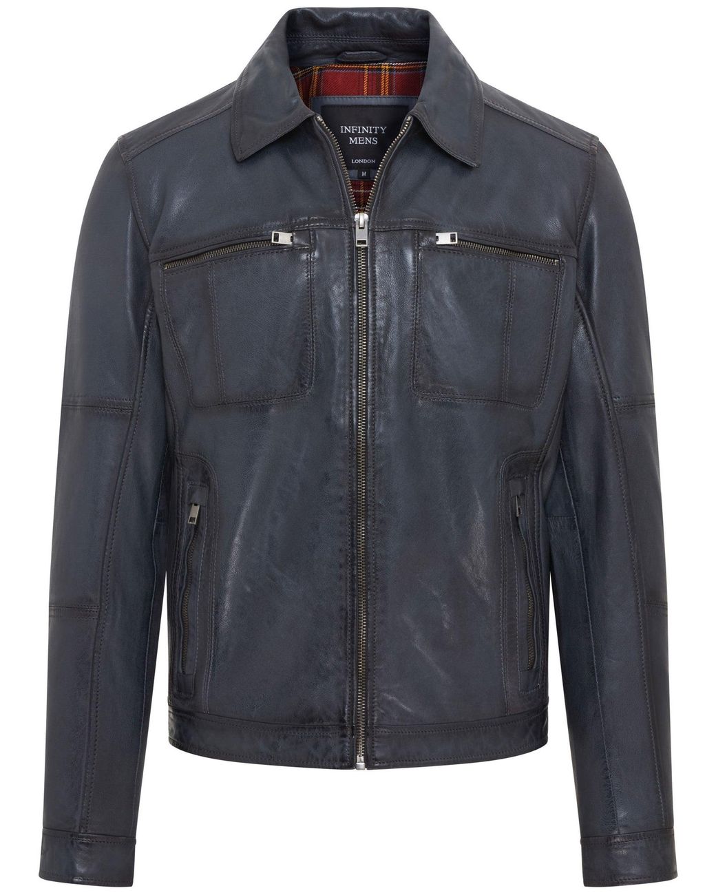 Infinity Leather Classic Leather Biker Jacket in Blue for Men | Lyst