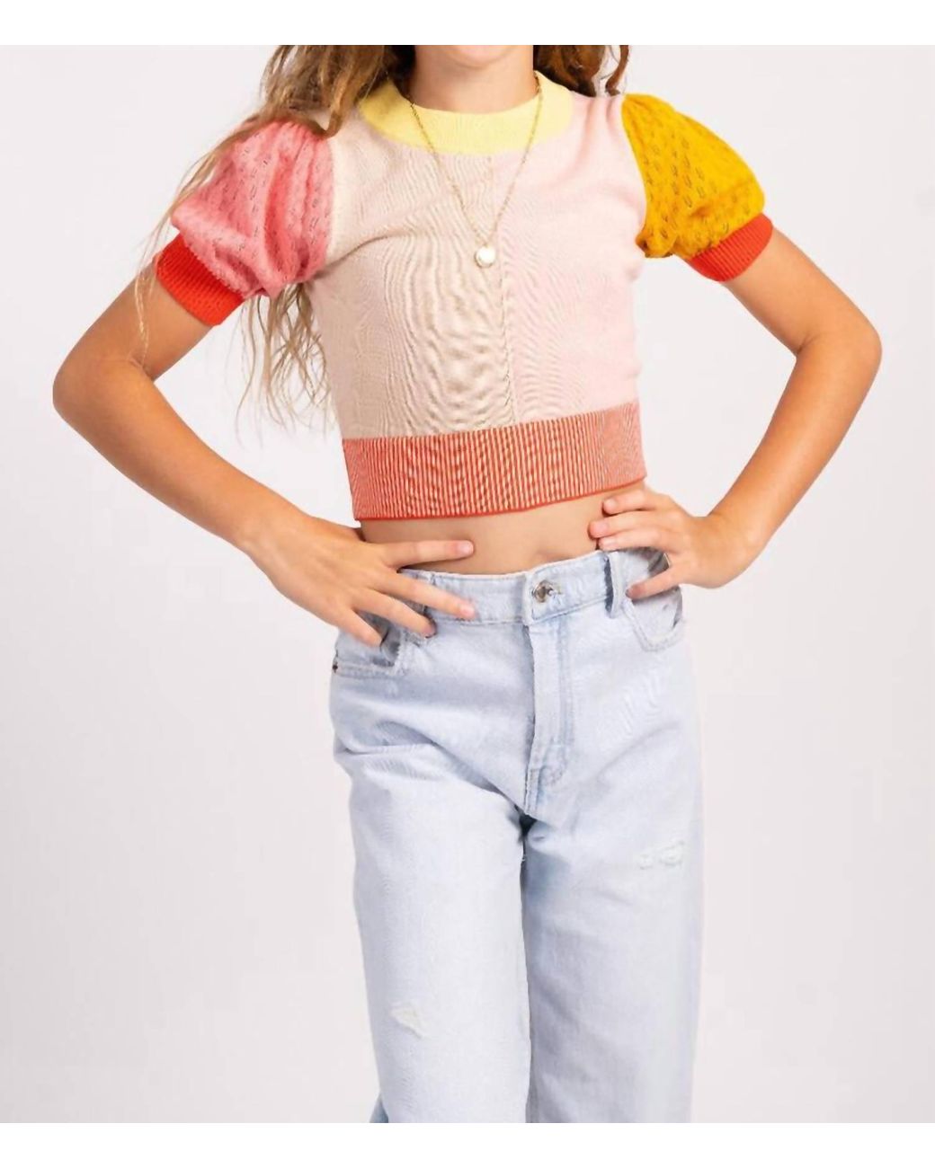 Central Park West Girls Pointelle Top in Natural | Lyst