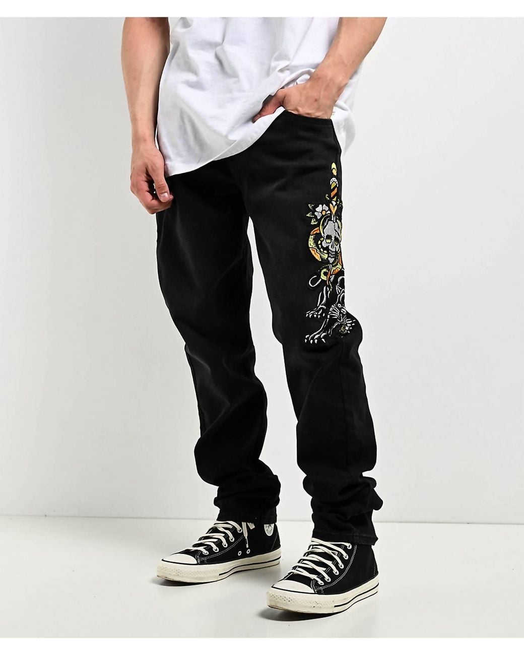 Ed Hardy Dagger Skull Slim Taper Jean in Black for Men | Lyst