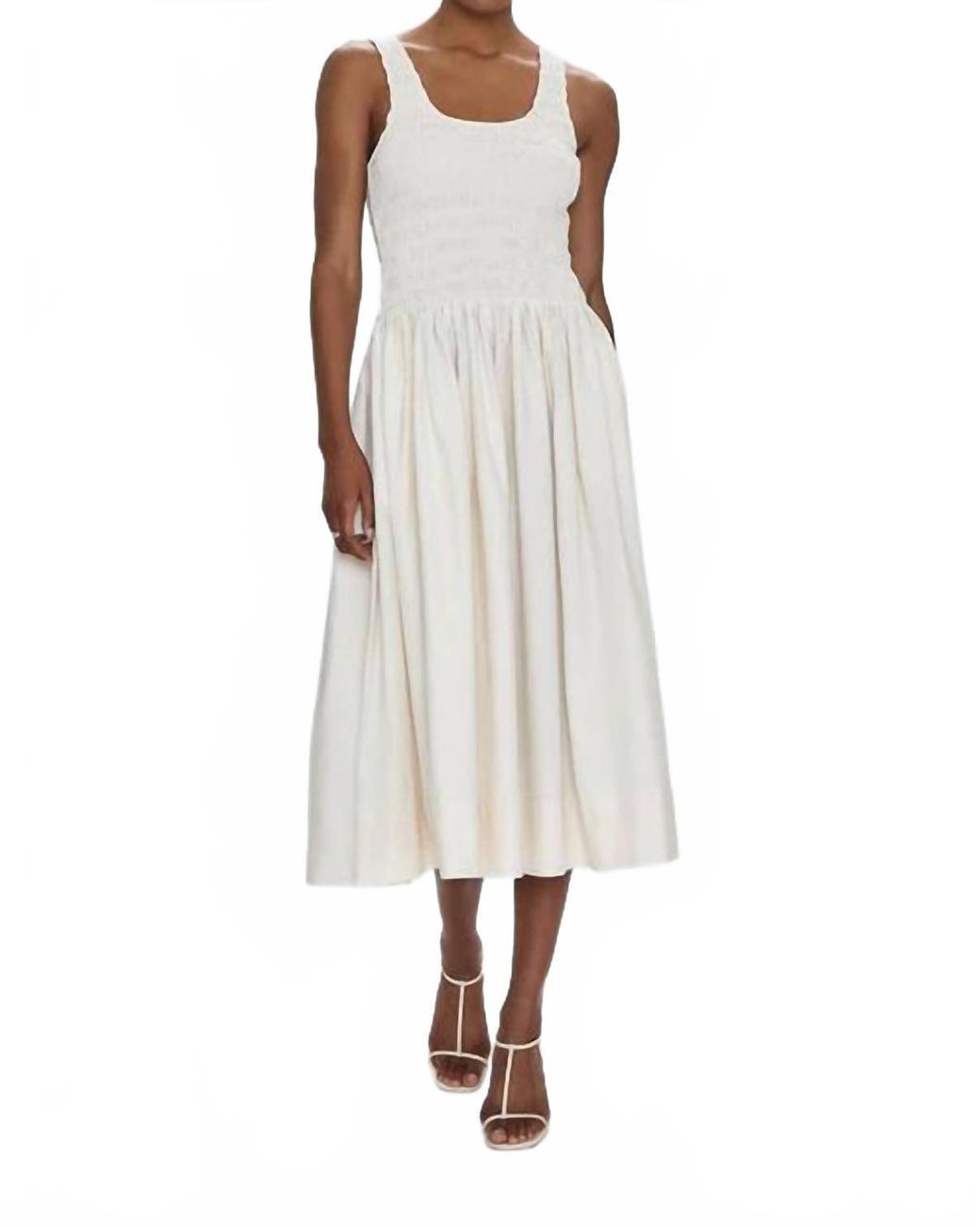 Pistola Alessia Smocked Drop Waist Dress in White | Lyst