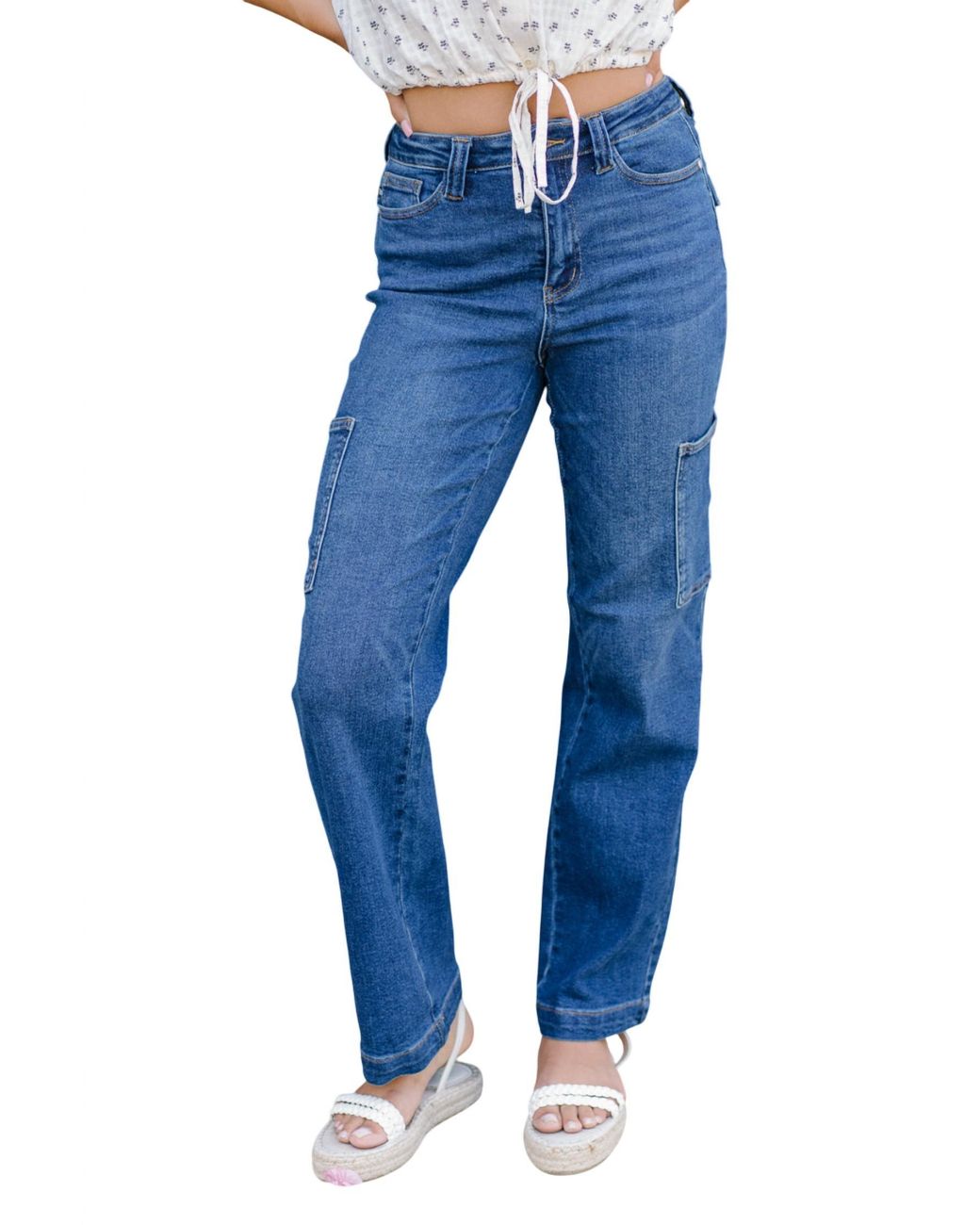 Judy Blue High Rise Cargo Wide Leg Jeans in Blue | Lyst