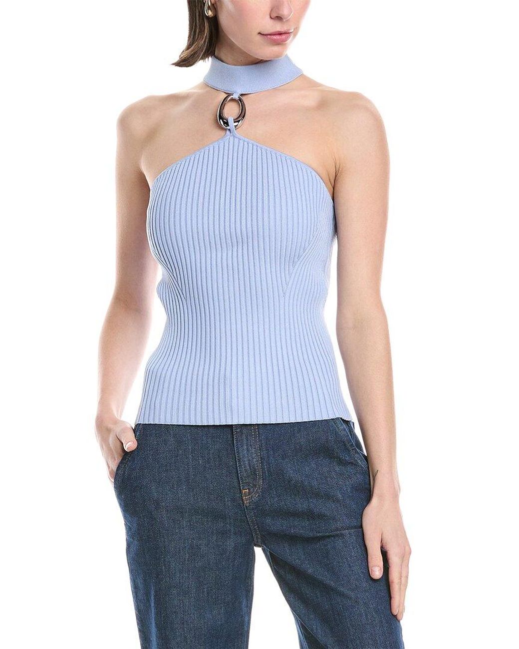 Jonathan Simkhai Rubie Mock Neck Top in Blue | Lyst