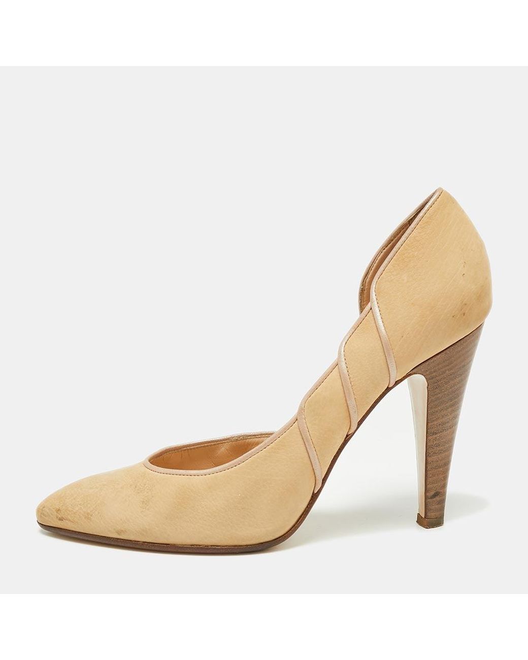 Bally Light Nubuck Leather D'Orsay Pointed Toe Pumps in Natural | Lyst