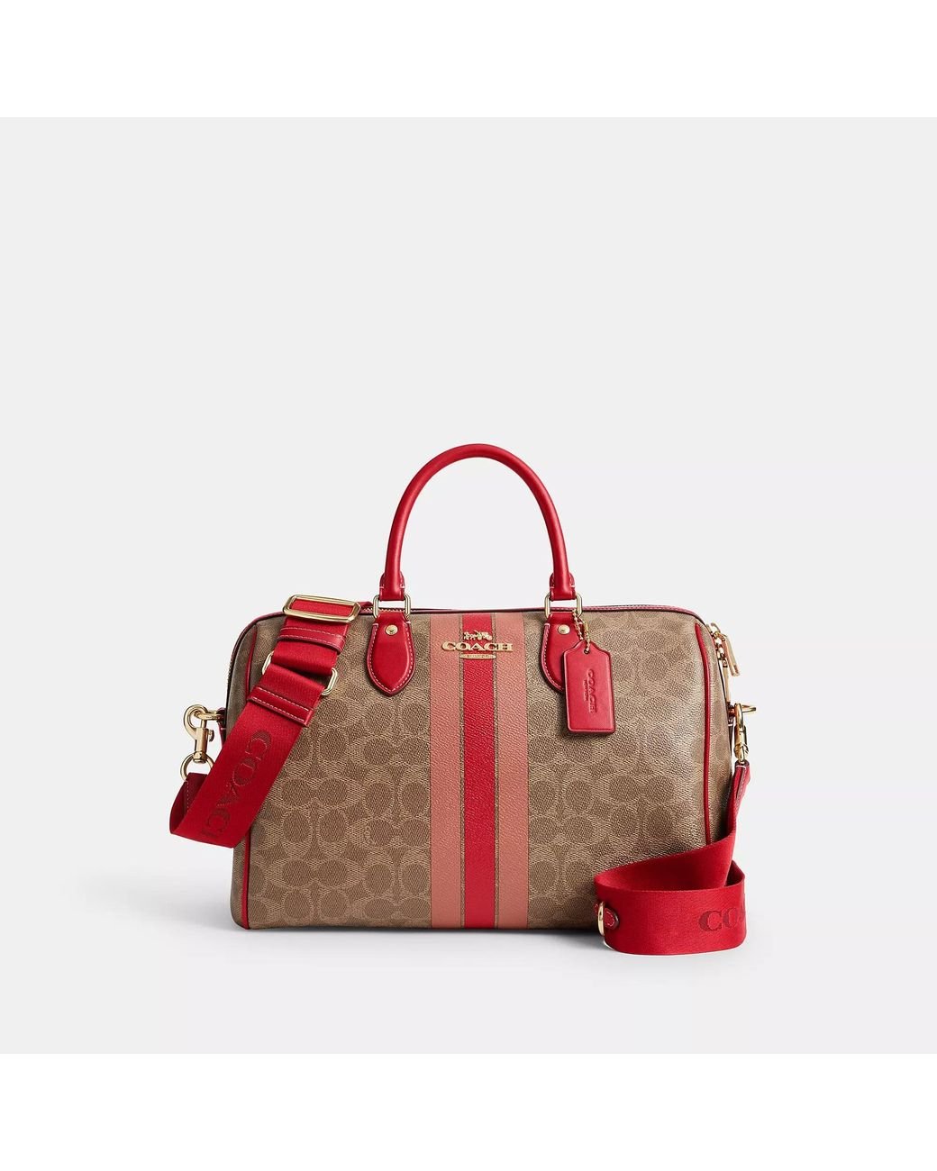 COACH Rowan Large Satchel Bag in Red | Lyst