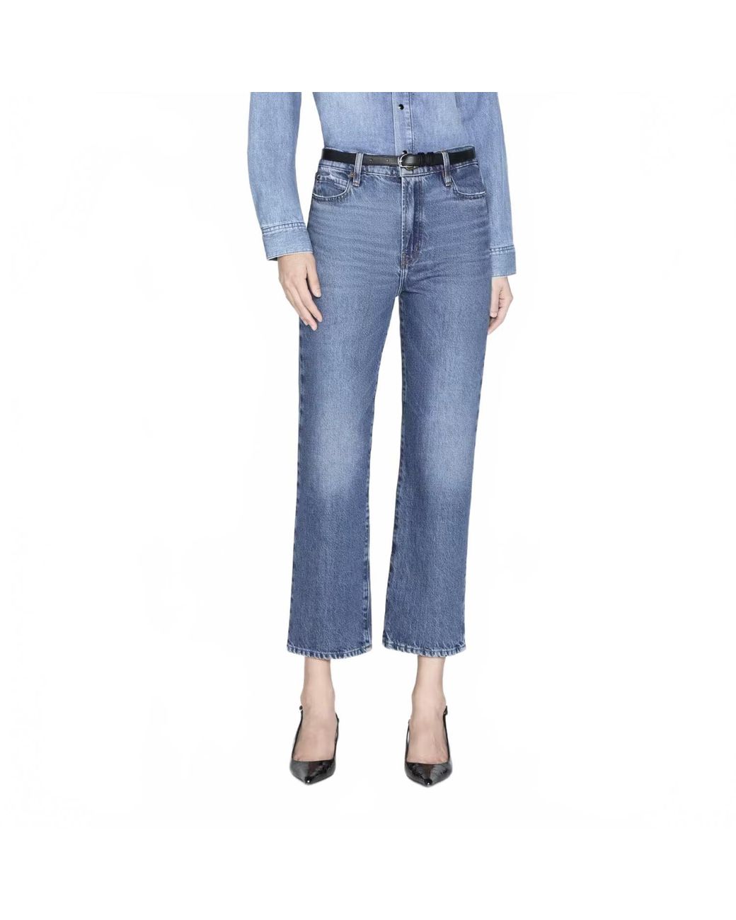 FRAME Le Jane Crop Jean in Blue | Lyst