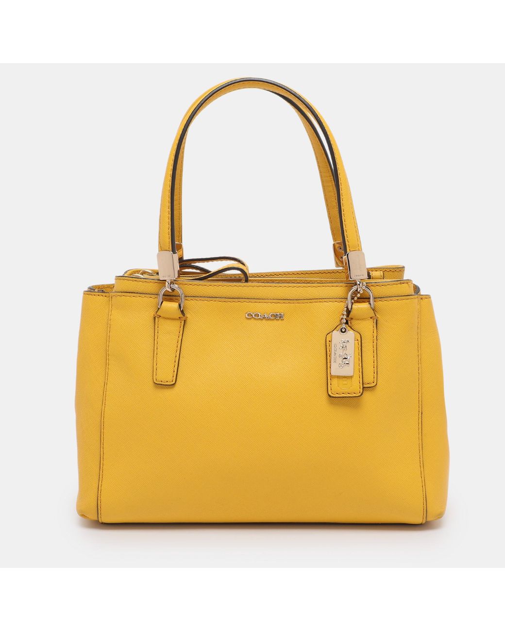COACH Leather Mini Christie Carryall Satchel in Yellow | Lyst