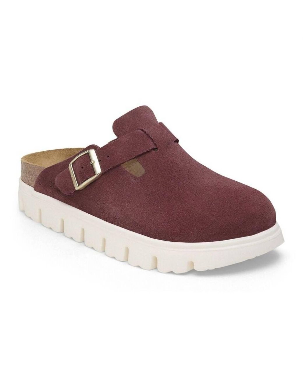 Birkenstock Boston Chunky Suede Leather Clog in Red | Lyst