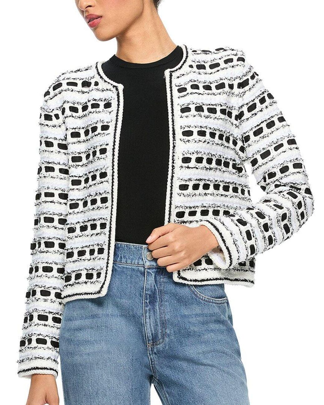 Alice + Olivia Marjorie Tweed Jacket in Blue | Lyst