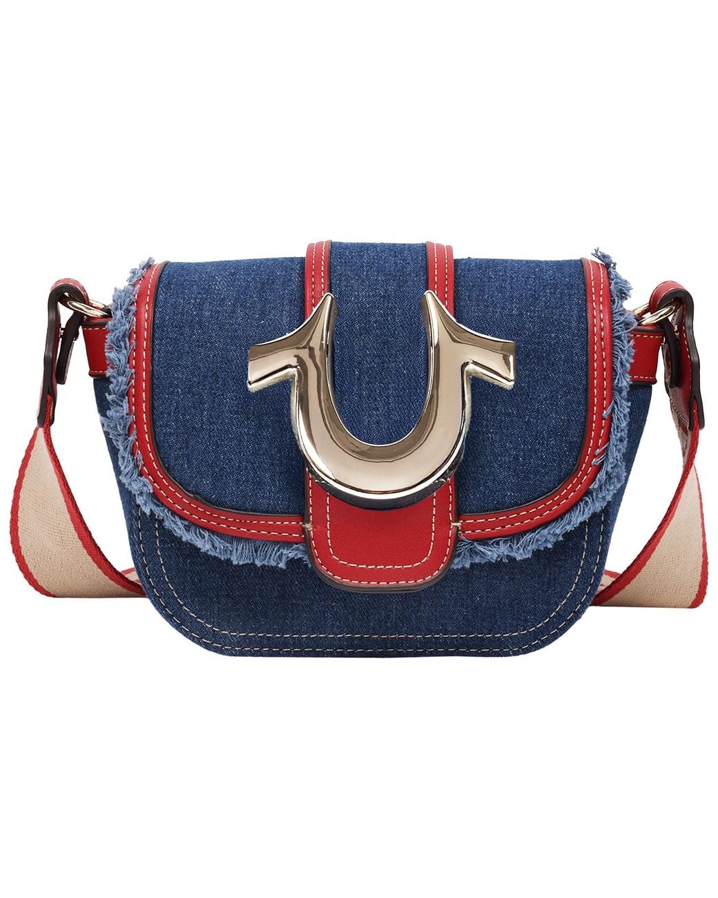 TRUE RELIGION Asher Frayed Edge Mini Flap Crossbody in Blue | Lyst