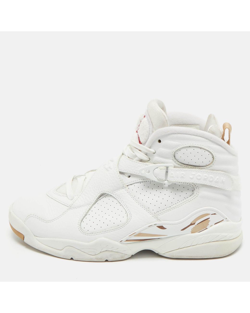 Nike S Leather And Satin Jordan 8 High Top Sneakers in White for Men | Lyst
