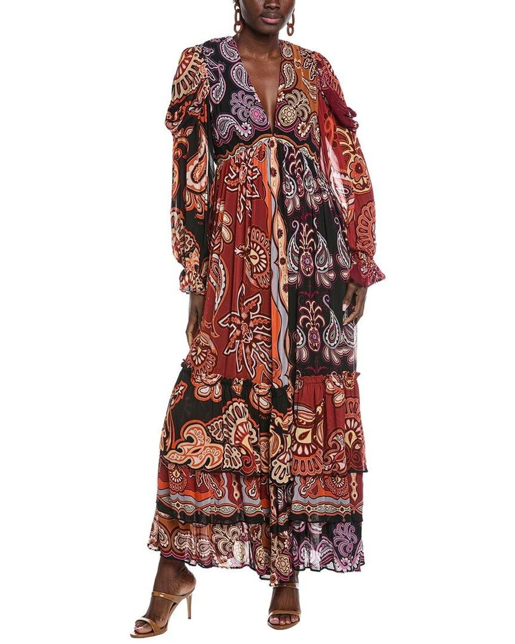 FARM Rio V Neckline Maxi Dress in Red | Lyst