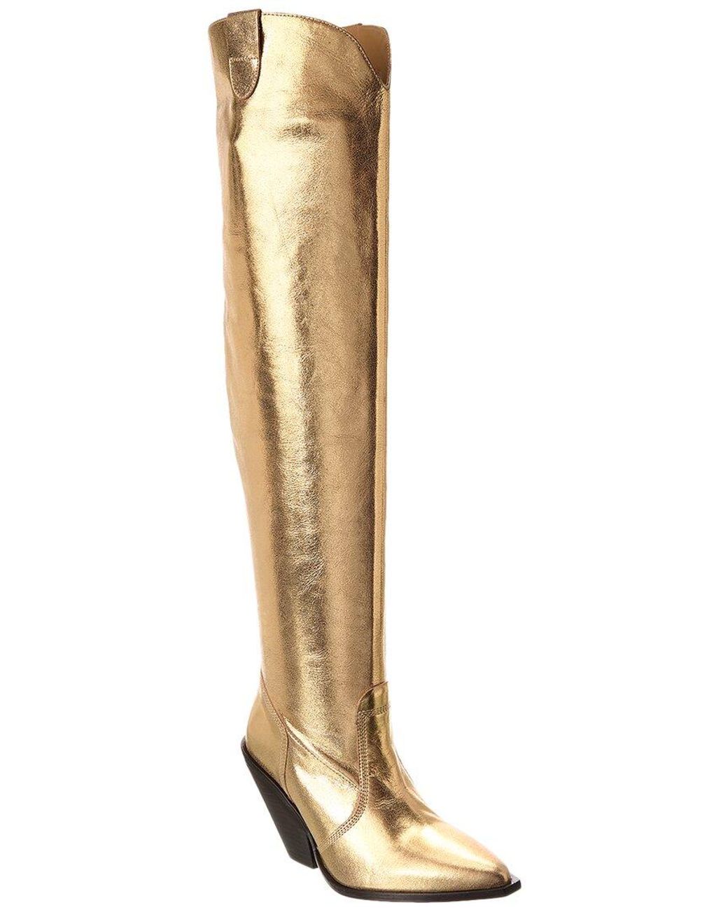 Free People Triple Crown Leather Over-The-Knee Boot in Metallic | Lyst