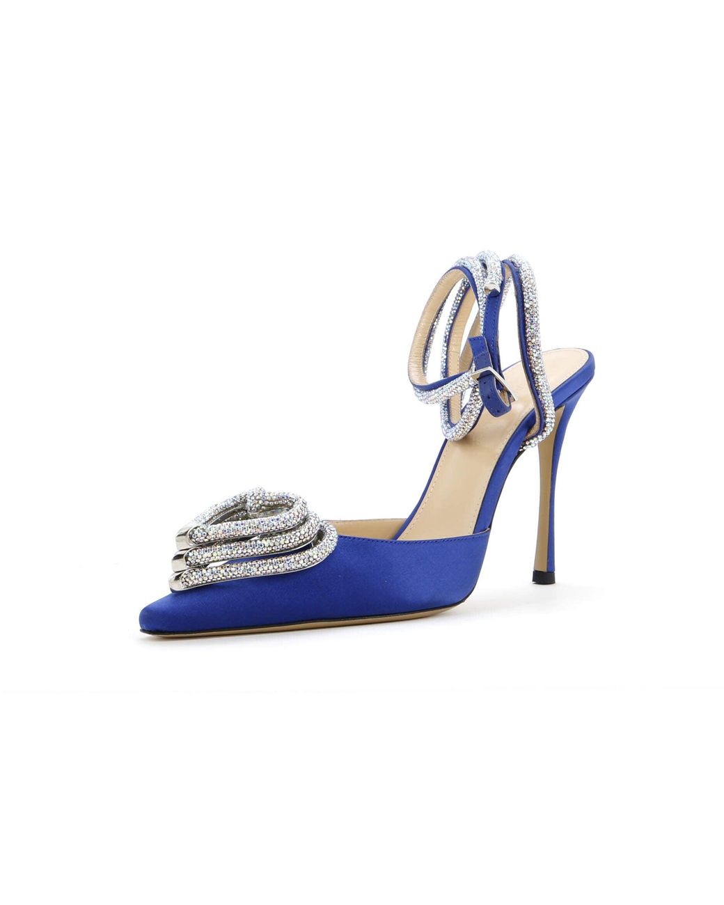 Mach & Mach Triple Heart Ankle Strap Pumps Satin 110 in Blue | Lyst